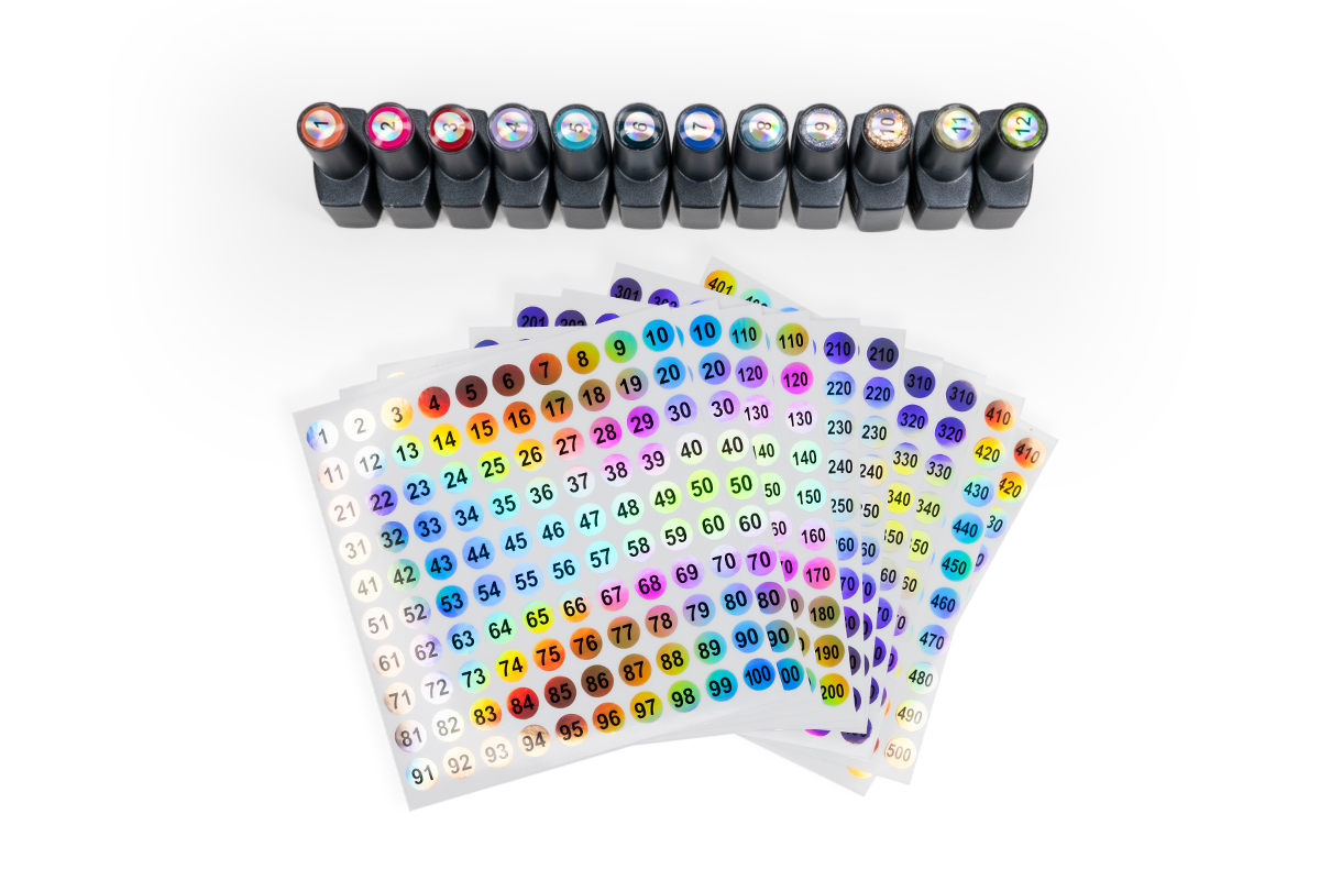 Jolifin Number Stickers - 1,000 stickers no. 1-500 for sorting | 32684