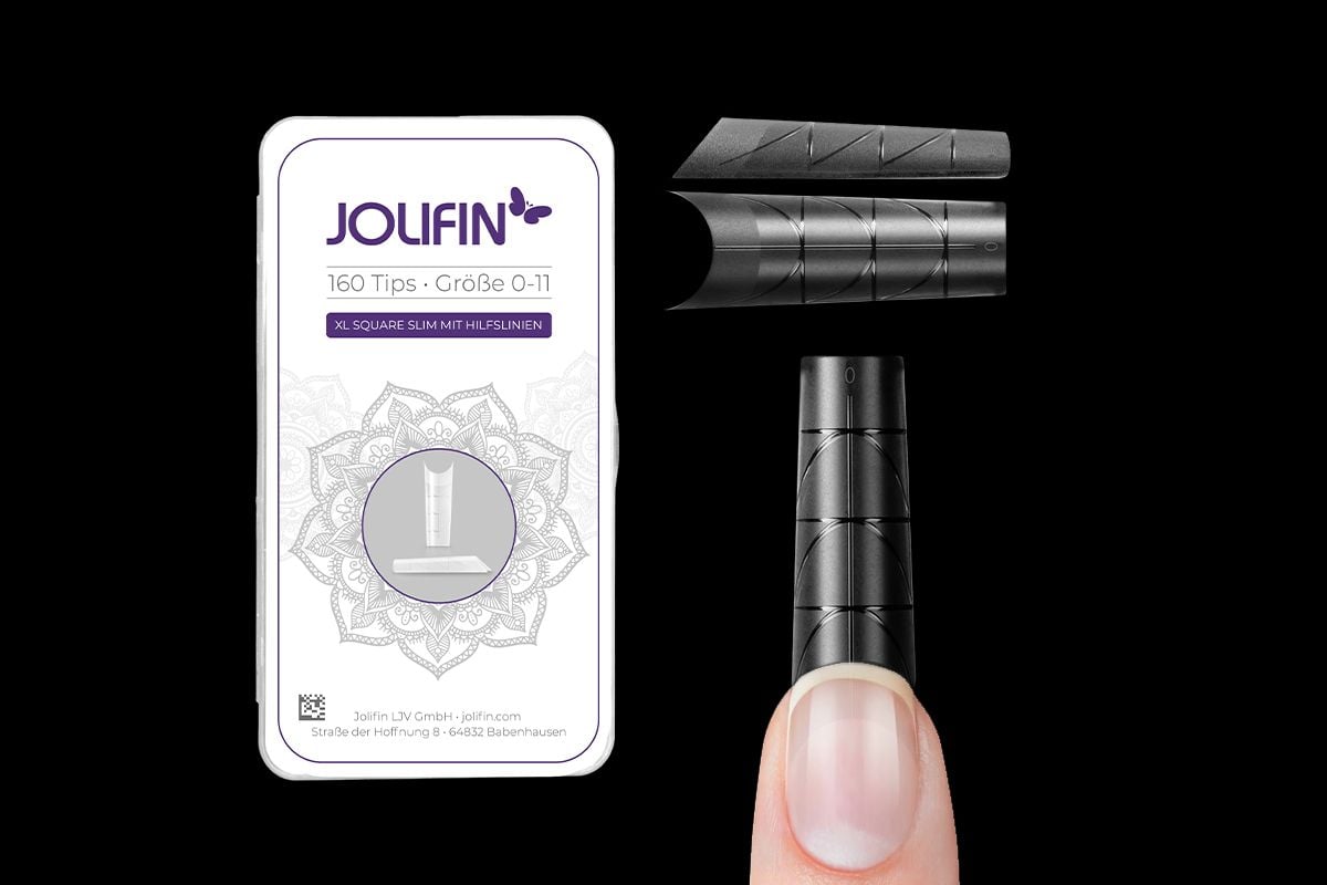 Jolifin 160 tip box - XL Square Slim with guide lines | 32473
